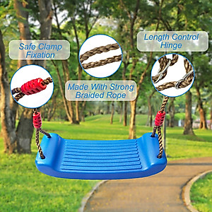 IFOYO Tree Swing Seat, Swing Set Accessories for Kids Outdoor Play Playground Trees, Children Outdoor Plastic Swingset for Little Tikes, Outdoor & Indoor Seat and Swing Comfortable for Kids, Blue