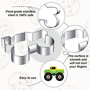 6 Pieces Truck Cookie Cutters Truck Party Favors Vintage Cookie Cutter Truck Metal Cookie Mould Kids Birthday Game Gift for Home Kitchen Baking Biscuit Truck Party Supplies