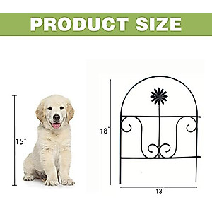 VOTENVO Decorative Garden Fence 18”x 13”x 4 Panel, Iron Fence Garden Landscape Edging Lawn Border Decorative Gardening Fence for Flower Bed, Pets, Outdoor (4 Pack-Black) (18in x 7ft)