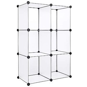 6 Storage Cube 13.8" x 13.8" Cube Organizer DIY Plastic Cube Storage Shelves Cabinet Cubby Shelving Bookshelf Clothes Dresser Closet Storage Playroom Cube Toy Organizer Cabinet (6-Cube, White)
