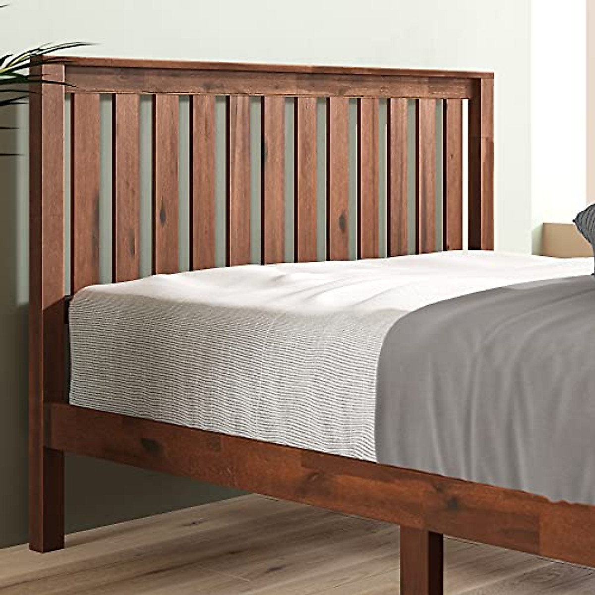ZINUS Vivek Wood Platform Bed Frame with Headboard, Solid Wood Foundation with Wood Slat Support, No Box Spring Needed, Easy Assembly, Twin
