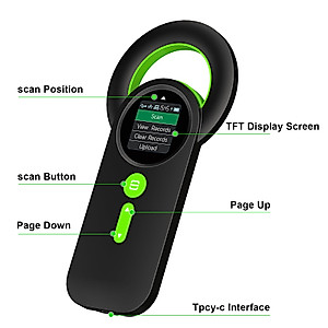 Alacrity Pet Microchip Scanner, Portable Animal Chip Reader Supports FDX-B (ISO11784/85) and EMID Tags