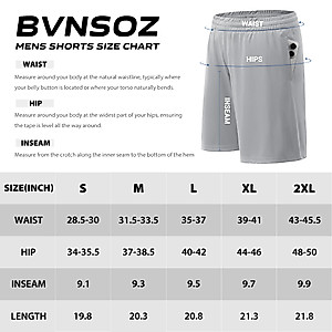 BVNSOZ Men's Athletic Shorts with Pockets and Elastic Waistband Quick Dry Workout Shorts for Men