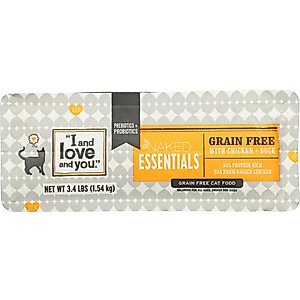 I AND LOVE AND YOU Naked Essentials Dry Cat Food - Chicken + Duck - Grain Free, Real Meat, No Fillers, Prebiotics + Probiotics, 3.4lb Bag (Pack of 2)