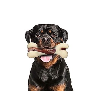 Indestructible Dog Chew Toys for Aggressive Chewers, Tikaton Beef Flavor Durable Dog Teething Chew Toys Bones for Large / Medium / Small Puppies…