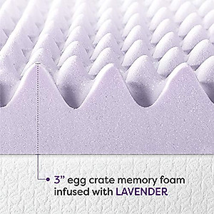 Best Price Mattress 3 Inch Egg Crate Memory Foam Mattress Topper with Soothing Lavender Infusion, CertiPUR-US Certified, Full