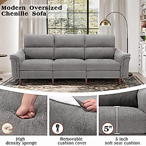 Hanherry 99" Modular Sectional Sofa Couch for Living Room, Comfy 3-Seater Chenille Fabric Couch, Curved Wide Armrest, High Backrest,Wide and Deep Seat, Upholstered Couch & Removable Cover