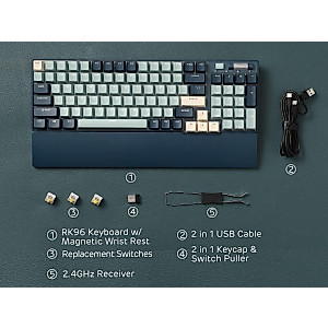 RK ROYAL KLUDGE RK96 RGB Limited Ed, 90% 96 Keys Wireless Triple Mode BT5.0/2.4G/USB-C Hot Swappable Mechanical Keyboard w/Wrist Rest, Software Support & Massive Battery, RK Yellow Switch