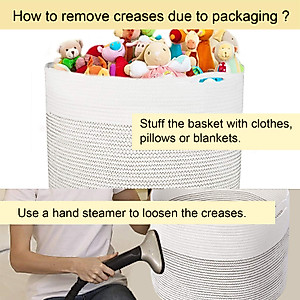 Woven Laundry Basket, Cotton Rope Hamper for Clothing,Toys, Pillows, Towels, Decorative Blanket Basket for Nursery, Living Room, 17" X 16.5"