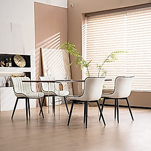 YOUNUOKE White Dining Chairs Set of 2 Upholstered Mid Century Modern Chair Armless Faux Leather Accent Guest Chair with Backs Metal Legs for Kitchen Living Reception Waiting Room Bedrooms