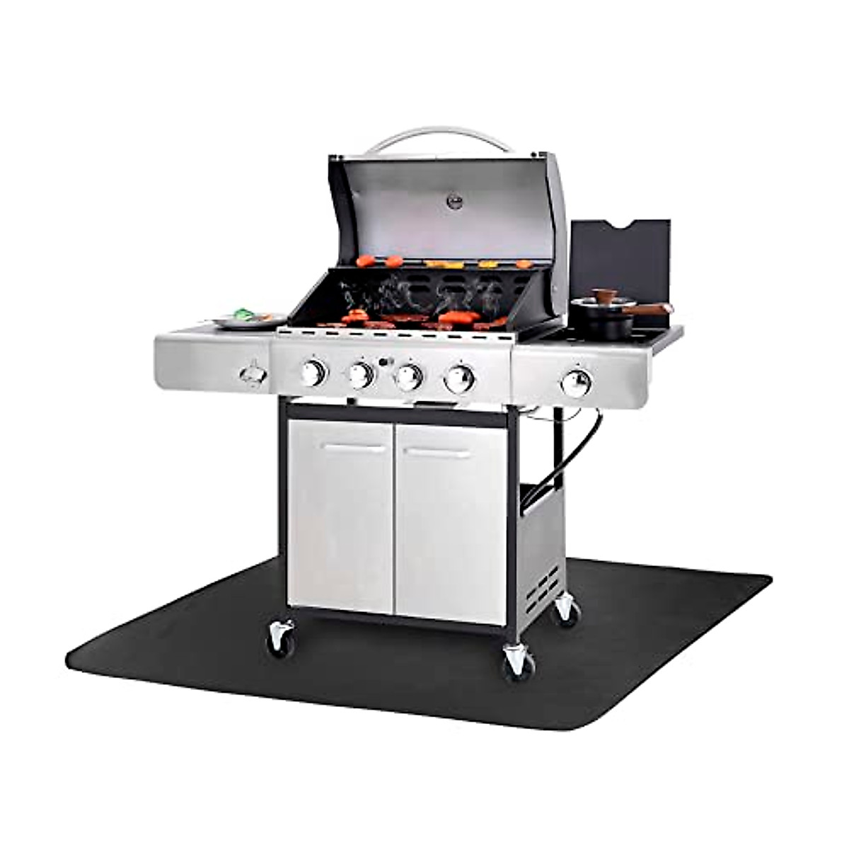 Marvonovo Grill Mats for Outdoor Grill, 60 x 48 Inches Fireproof Mat for Under Fire Pit, Double-Sided Oil-Proof Mats for Fire Pit, Glass Fibre Fire Pit Mat for Charcoal, Gas Grills, Smokers, BBQ