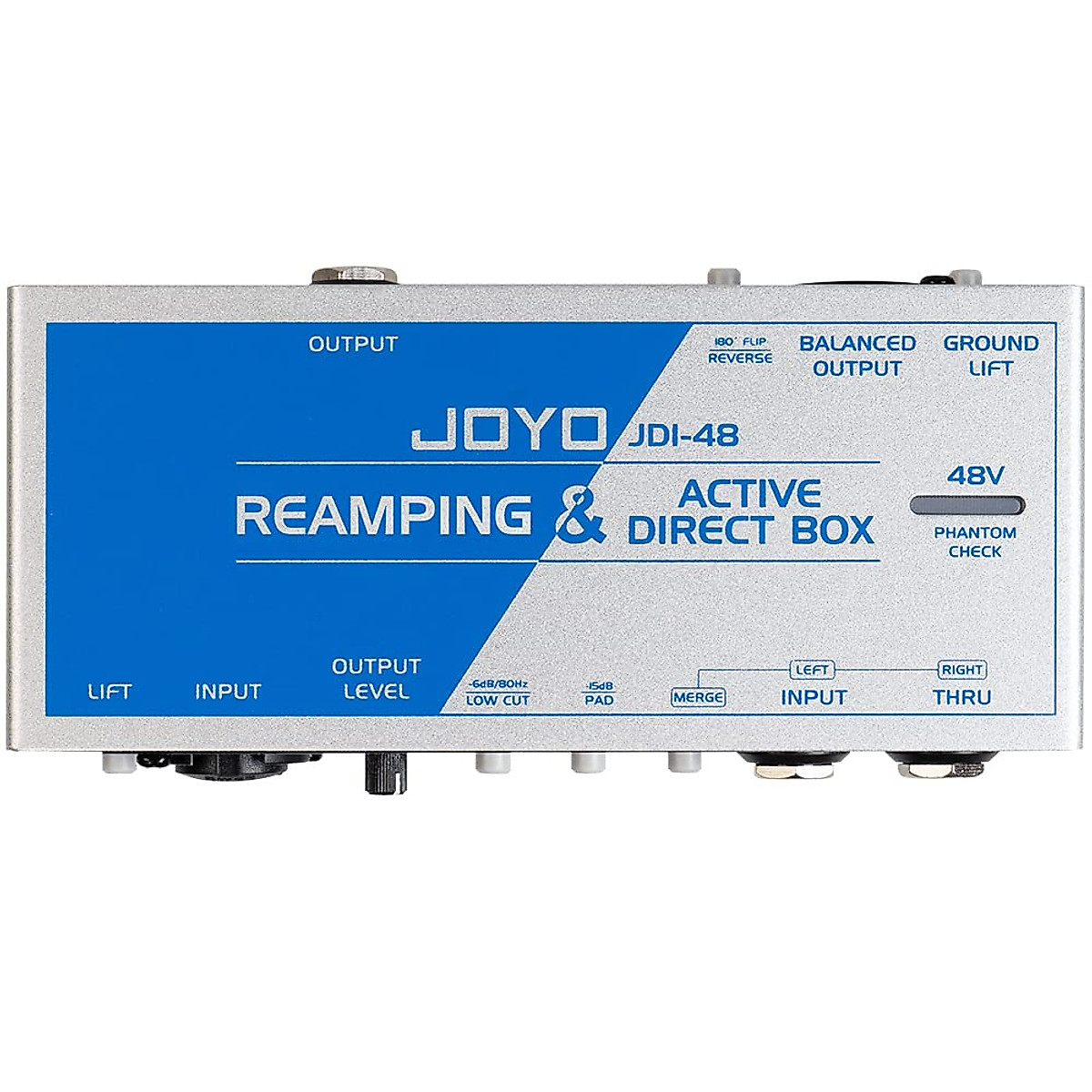 JOYO Passive Reamping and Phantom Powered Active Direct Box, Re-Amping Direct Box with 6.35mm and XLR Input 2 in 1 for Guitarist Bass Performance or Recording (JDI-48)