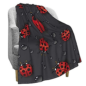 KiuLoam Ladybug Raindrop Soft Throw Blanket 40"x50" Lightweight Flannel Fleece Blanket for Living Room Bedroom Sofa Couch Warm and Cozy