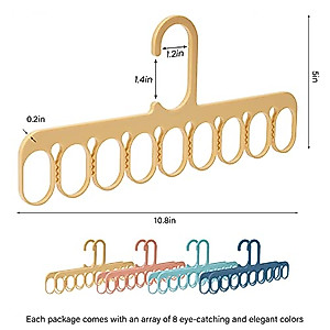 NiHome 8-Pack 9-Hole Clothes Hangers Organizer Set, Multifunction Hanger Space-Saving Wardrobe Drying Racks Clothes Storage for Scarf, Socks, Laundry Home Dormitory