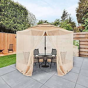 OUTDOOR WIND Upgrade 9FT-11FT Patio Umbrella Netting Beige