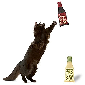 Wine Bottle Catnip Toys for Cats and Kittens Plush Wine Bottle - Funny Cat Toy Moscato and CATbernet - Cat Nip Toy for Wine Drinking Cat Moms and Dads
