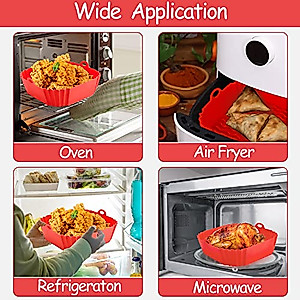 yallcaty 2 Pack Air Fryer Silicone Liners,8 Inch Silicone Air Fryer Liner Pot Square Large for 4qt-6qt,Food Grade Reusable Liners of Air Fryer Basket for Ninja Cosori Instant Baking Accessories
