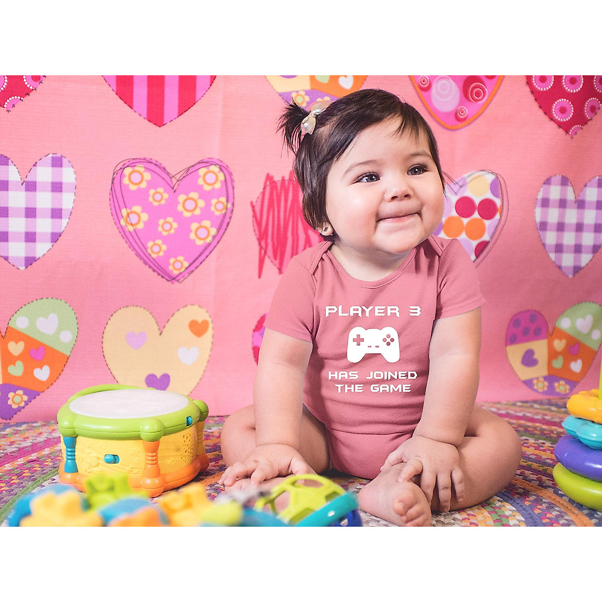 Unordinary Toddler player 3 has entered the game joined newborn baby outfits cute funny bodysuit (Mauve, 0-3 Months)