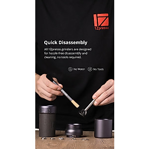 1Zpresso J-Max S Manual Coffee Grinder Iron Gray, Coated Conical Burr,Foldable Handle, Magnet Catch Cup Capacity40g, Numerical Adjustable Finely Setting, Faster Grinding Efficiency ideal for Espresso