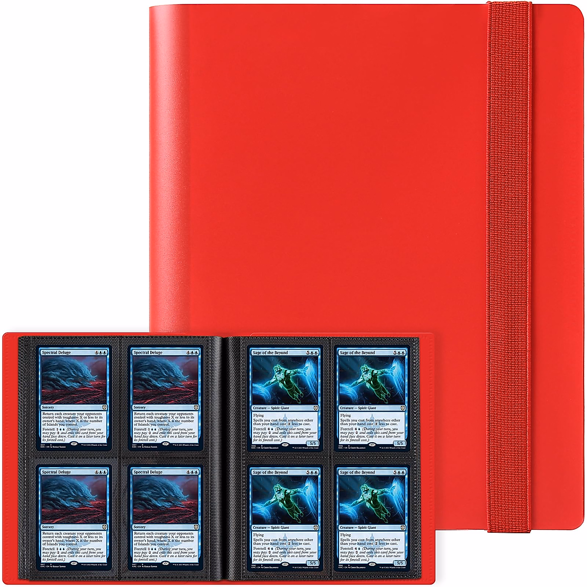 GEAoffice 4 Pocket Card Binder - 2 x 2 Trading Card Collection Album Folder - 160 Side Loading Pocket Binder for TCG, MTG, Sports&Game Cards - Gifts for Card Collector Girls (Red)