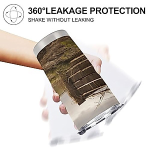 FHENMSA Reusable Plastic Water Cups with Lids,Fence And Horse Print Anti-overflow Cup,sports Travel Coffee Cup