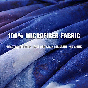 JQinHome Twin Galaxy Comforter Sets 6 Piece Bed in A Bag, Outer Space Themed Bedding for Children Boy Girl Teen Kids - (1 Comforter, 1 Flat Sheet, 1 Fitted Sheet, 2 Pillowshams, 1 Cushion Cover)