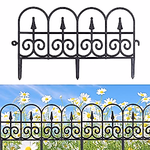 Garden Fence, 10 Pack Decorative No Dig Fencing 20ft (L) x 13in (H) Rustproof Landscape Folding Fence Panel Border Decor Picket Flower Edging for Outdoor Patio Yard Landscape