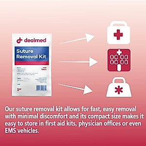 Dealmed Sterile Suture Removal Kit, Includes Suture Removal Scissors, Forceps, and Gauze Sponge, Suture Removal Tool Single-Use Kit, Ideal for Hospitals and Clinics