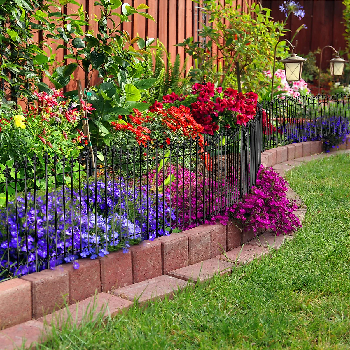 OUSHENG 10 Pack Decorative Garden Fence, Total 10ft(L) x 24in(H) Animal Barrier Border, Rustproof Metal Wire Section Edging Fencing Panel for Outdoor Patio Garden Yard