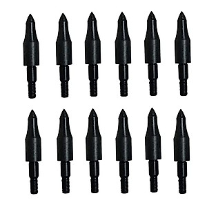 12pcs Custom High Precision 125 Grain Field Points, 125gr Crossbow Arrow Tips for Bow and Arrow Target Practice, Screw-in Bullet Points for 5/16 Inch Arrows, Hunting Archery Target & Accessories