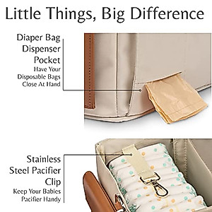 Diaper Caddy With Shoulder Strap & Entertainment Pouch Keeps Baby Still For Diaper Change. Waterproof Diaper Organizer Canvas Fabric Wipe Clean. Diaper Caddy Organizer Multiple Compartments (Beige)