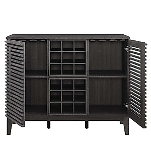 Modway Render Mid-Century Modern Wine Bar Cabinet in Charcoal 17 x 46 x 37