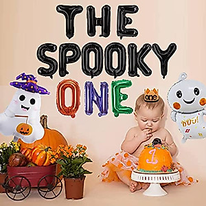 Spooky One Birthday Decorations Include The Spooky One Balloons Banner and Ghost Balloons for Girl Boy Halloween Themed 1st Birthday Party Decorations