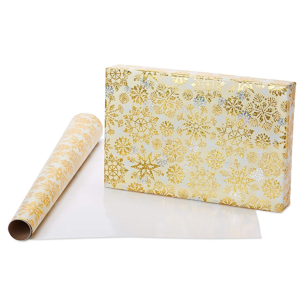 Papyrus Wrapping Paper Rolls for Christmas, Hanukkah, and All Holidays, Snowflakes Print and Metallic Silver (3 Rolls, 62.5 sq. ft.)