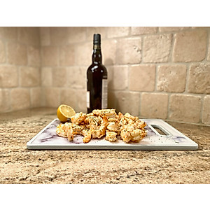 Elle Decor Premium Marble Cutting Board-Medium Chopping Block with Easy Grip Handle-Ideal for Kitchen and Serving Fruits, Vegetables and Cheese-Dishwasher Safe