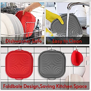 Set of 2 Air Fryer Silicone Liners, Weenkilly Fold-Able Square Silicone Air Fryer Liners, 8.0” Thickened Reusable Air Fryer Silicone Liners for 4-7 QT Air Fryer,Silicone Air Fryer Accessories