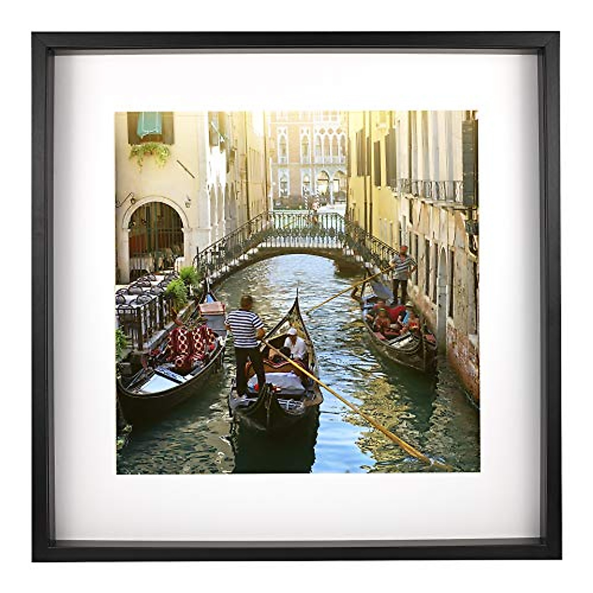 BD ART 20 x 20 (19.68x19.68) Inch 3D Box Picture Frame Black with Mount 15.75x15.75 inch Plexiglass Depth 1.18 inch