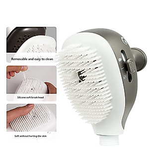 Aonbor Baby Bath Shower Head, Shark Bath Sprayer for Kids with Soft Silicone Brush Gunmetal Gray, Suitable for Children & Adults, Single Shower Head