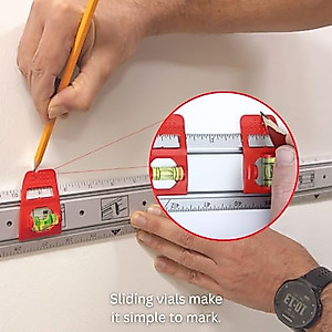 Kapro - 314 Set & Match System - Mark & Level - With Ruler, Slide & Lock Vials, T-Square Head Handle & Knife Guide - Magnetic - Aluminium - 48”