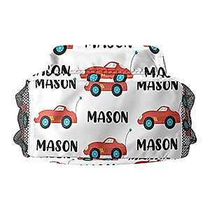 Grandkli Red Car Cute Name Text Personalized Kids Toddler Backpack for Boys Girls ,Custom Mini School Backpack Bags Kindergarten, 10''(L) x 4''(W) x 12''(H)