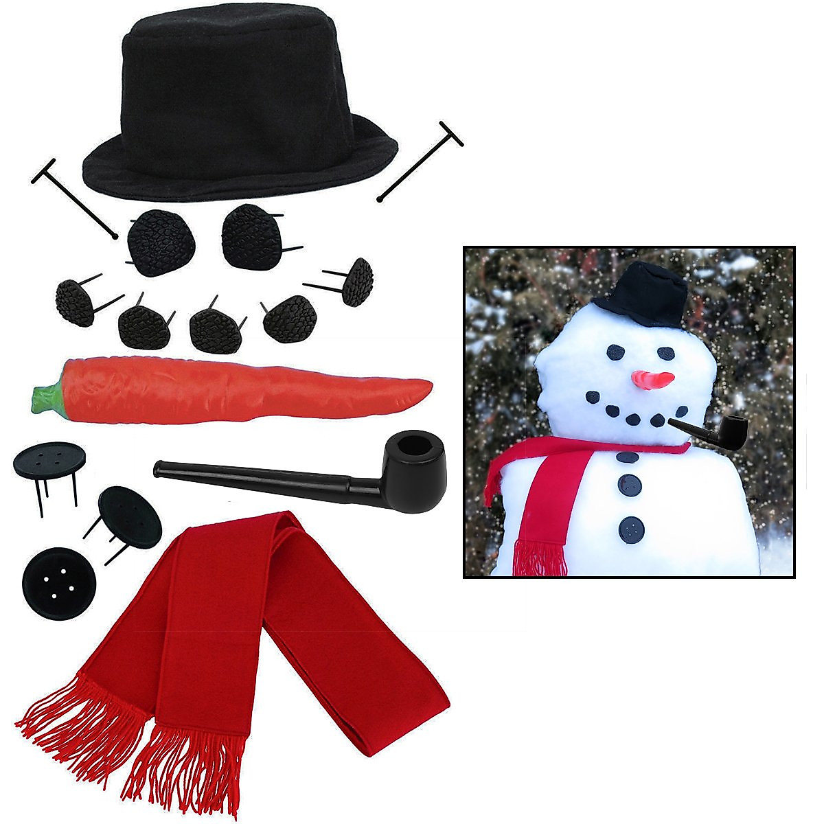 Evelots Snowman Decorating Kit-16 Pieces-Durable/Reusable-Entire Family Fun-Sturdy Prongs-Outdoor Build a Snowman Kit
