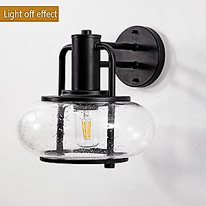 Wall Light Outdoor Waterproof Wall Lamp IP65, Simplicity Wall Sconce Fixture,Wall Lights with Clear Glass Shade for Porch Entryway Garden Wall Lamp Home (Color : Black)