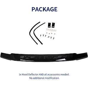 ECOTRIC Black Hood Deflector Bug Shield Compatible with 2017 2018 2019 2020 2021 2022 Ford F250 F350 Super Duty Guard Bonnet Hood Protector