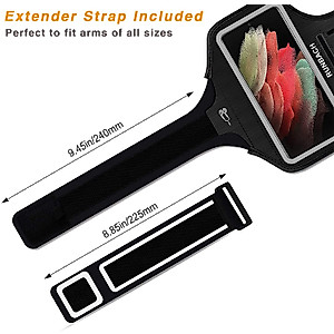 Runbach Water Resistant Running Armband for Samsung Galaxy S24 Ultra/S23 Ultra/S22 Ultra/S21+ 5G/S21 Ultra/S20 Ultra/Note 20 Ultra,Galaxy F62/M62/M51/M12/M02/A90/A71/A70/A42/A32/A21/A12/A02(Black)