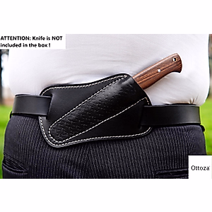 Ottoza Leather Knife Sheaths for Fixed Blade Knives, RIGHT HAND CROSS DRAW Knife Sheath, Leather Knife Sheath for Belt, Leather Knife Holster Belt Knife Holder, Pancake Knife Sheath for Belt No:336