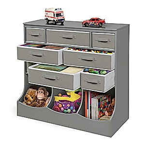 Storage Station 8 Cubby 3 Bin Organizing Unit with Reversible Baskets