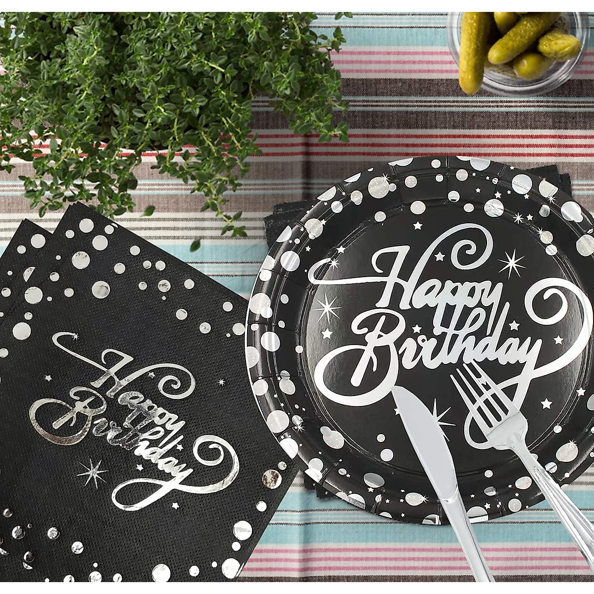 Happy Birthday Plates and Napkins Party Supplies Set for 20 Guests,Birthday Tableware Set for Happy Birthday Table Decorations Supplies Party Dessert Plates Party Napkins