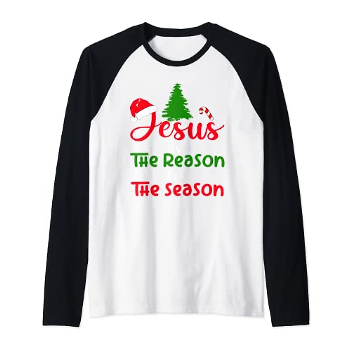Christian Jesus The Reason Christmas Stocking Stuffer Raglan Baseball Tee