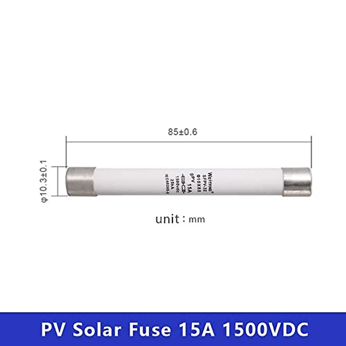 2Set Photovoltaic Solar Fuse Holder with 10x85m Fuse 1500VDC High Pressure Current Limit for PV Combiner Box (Color : 20A, Size : 2 Set)