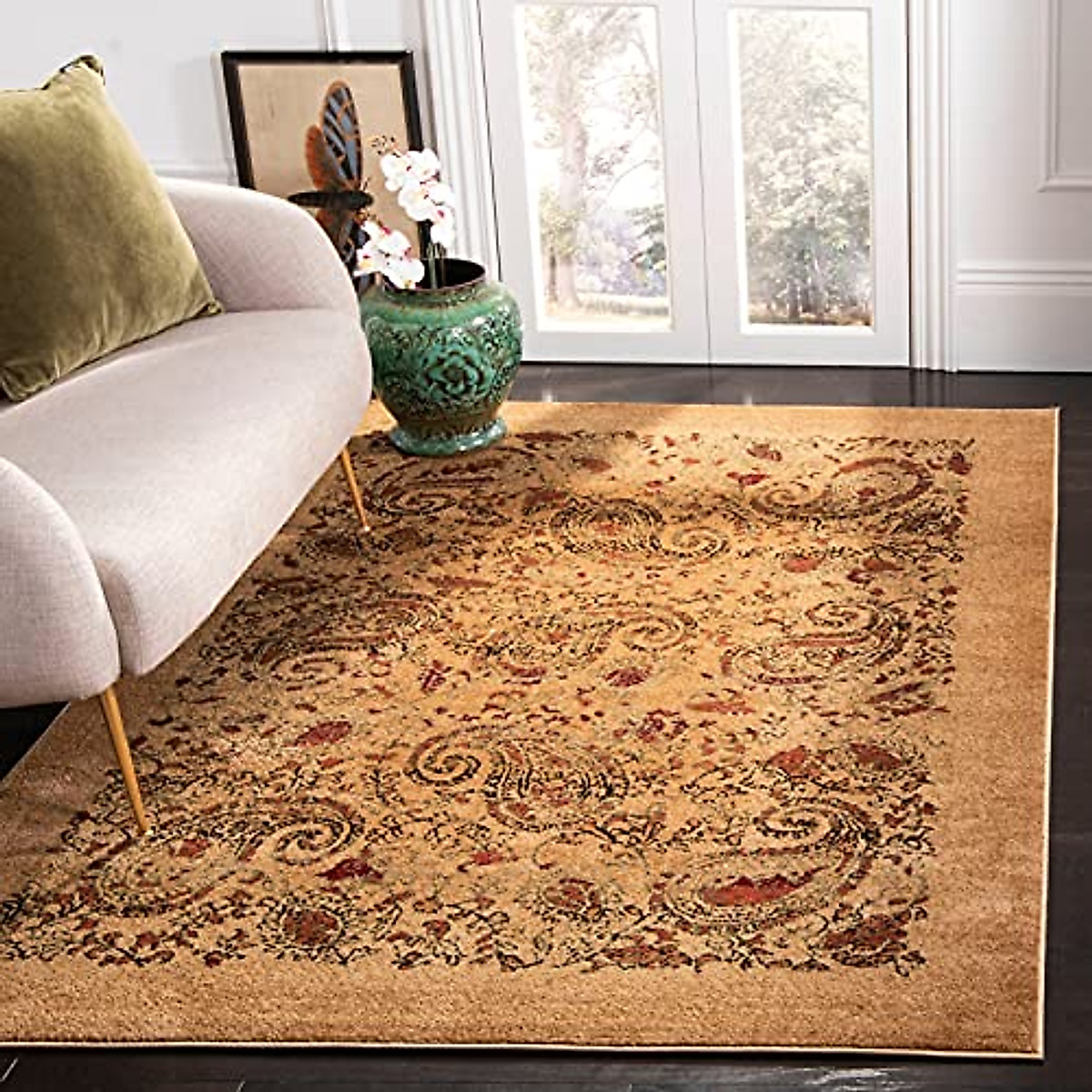 SAFAVIEH Lyndhurst Collection 2'3" x 4' Beige / Multi LNH224A Traditional Paisley Non-Shedding Living Room Bedroom Accent Rug